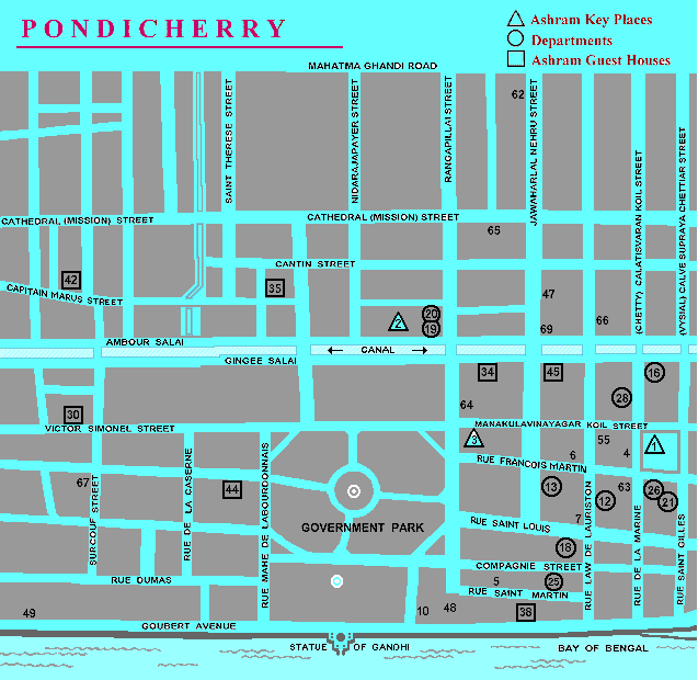 Sri Aurobindo ashram, Pondicherry,Map